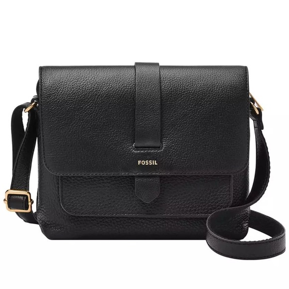 Fossil | Bags | Fossil Kinley Black Pebbled And Smooth Leather ...